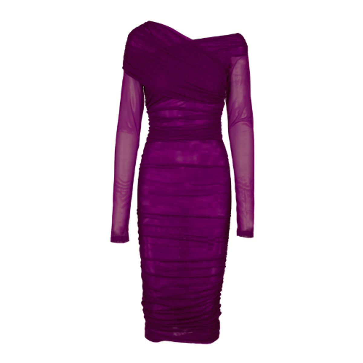 Ruched Mesh Dress - Merlot - xoNecole