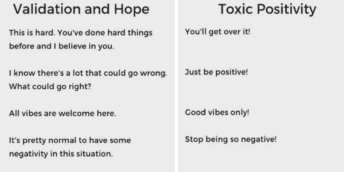 An easy chart explains toxic positivity - Upworthy