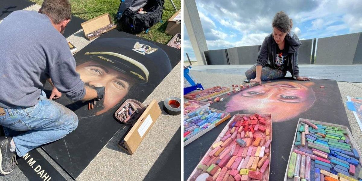 Chalk artists memorialize Flight 93 passengers and crew - Upworthy