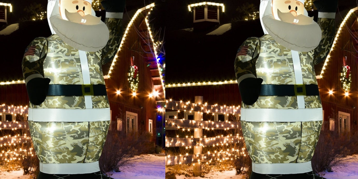 This 8-foot Santa Claus dressed in camo inflatable is perfect for this ...