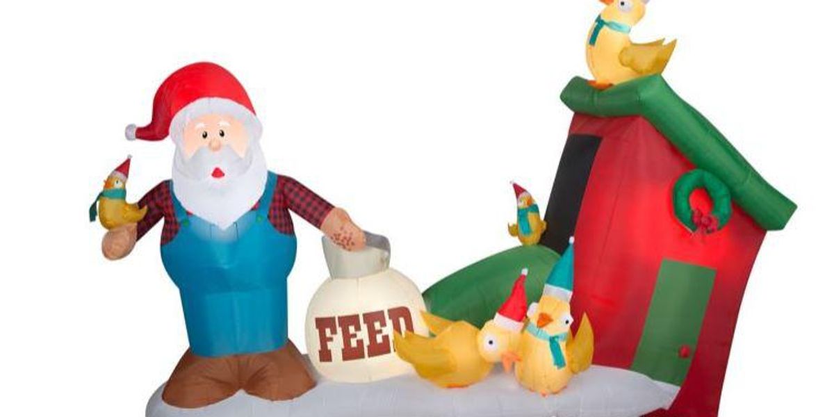 This inflatable Santa with his chickens will have your farm feeling all ...