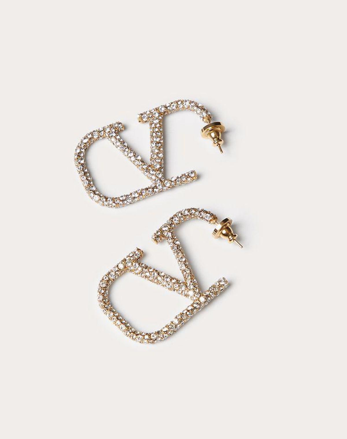 VLogo Signature Earrings in Metal and Swarovski Crystals - xoNecole