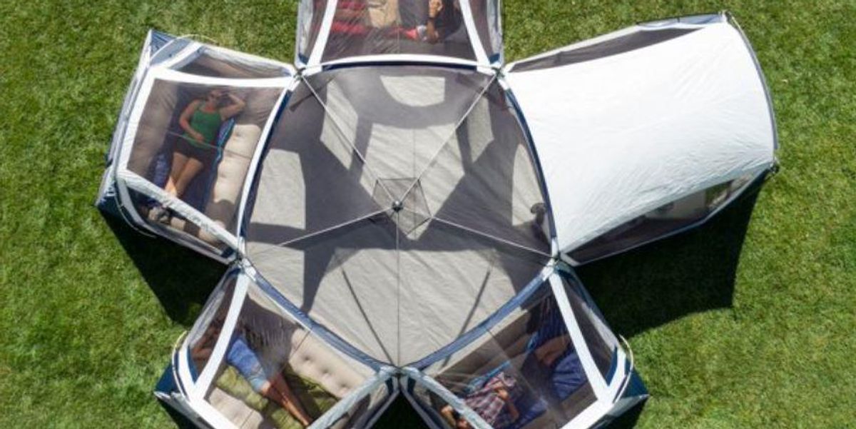 This star-shaped tent sleeps 20 people so the whole family can go ...