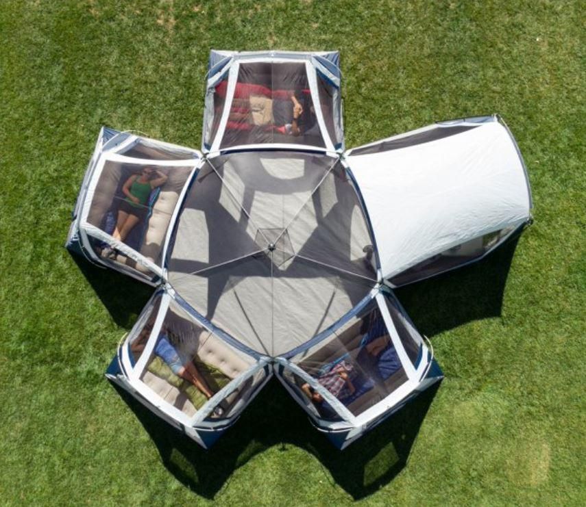 This star-shaped tent sleeps 20 people so the whole family can go ...