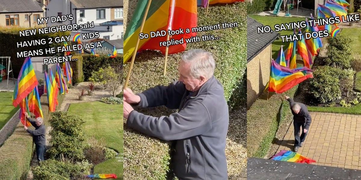 Dad puts up pride flags after neighbor shames him for having 2 gay kids ...