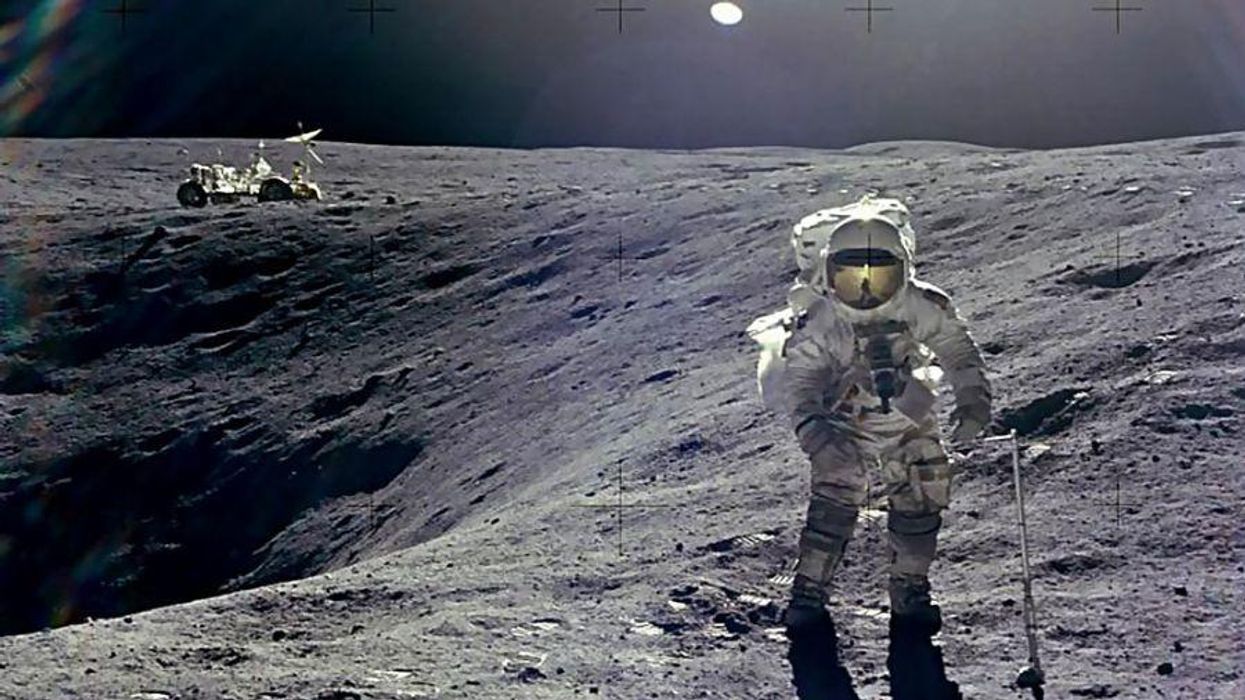 astronauts falling moon