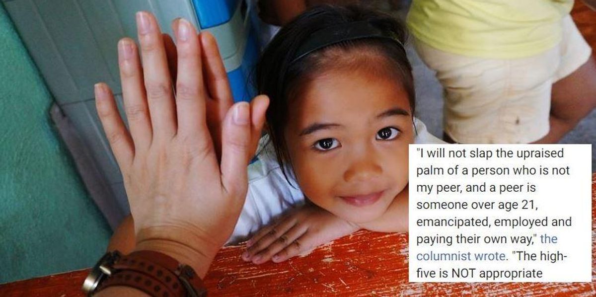 Columnist says adults shouldn't high-five kids - Upworthy