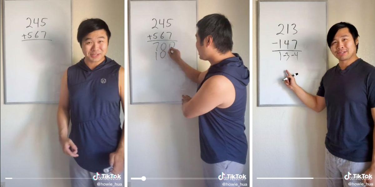 Math teacher shows how to add and subtract from left to right - Upworthy