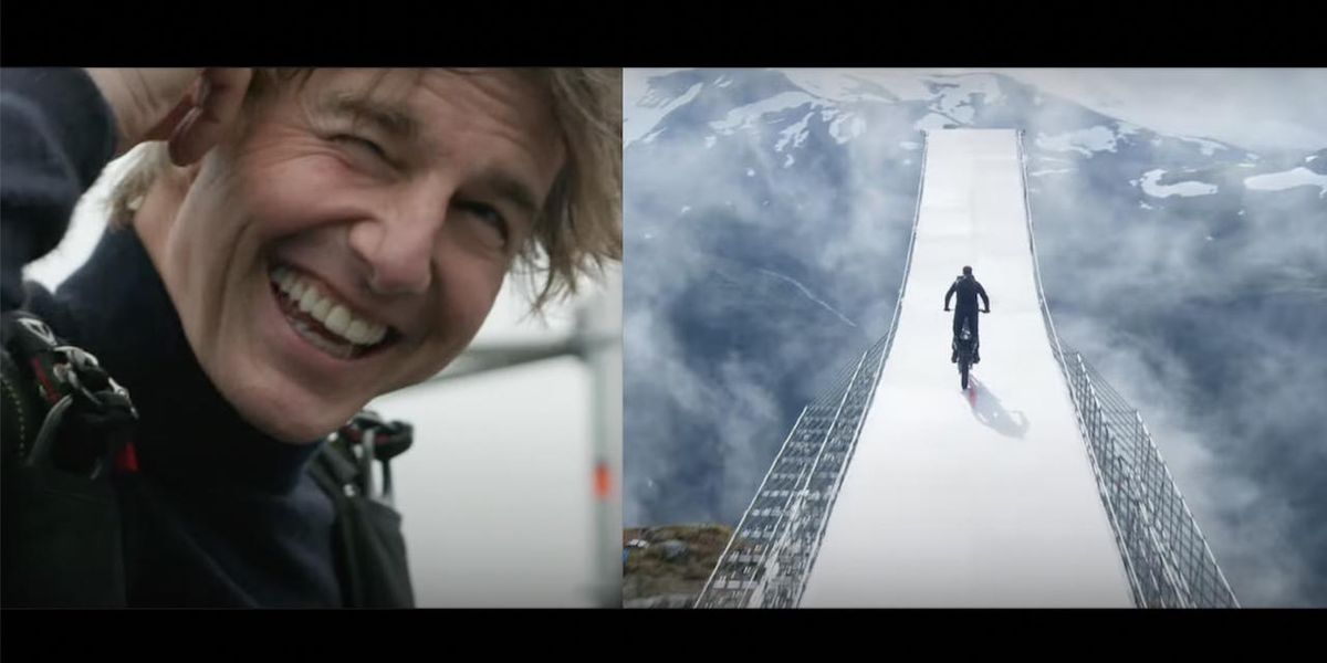 Insane video: Tom Cruise actually motorcycles off Norwegian cliff for ...