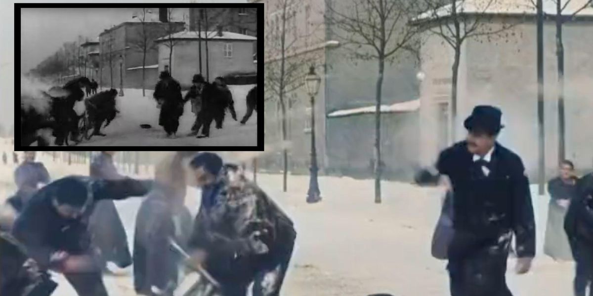 AI tech colorizes snowball fight from 1897 - Upworthy