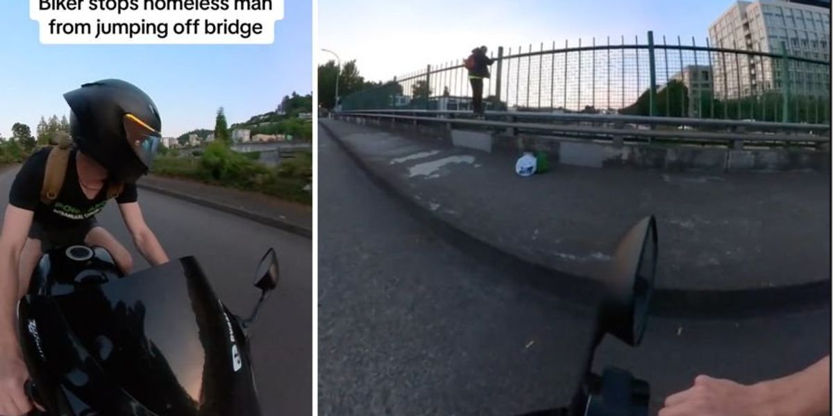 Biker stops homeless man from jumping off bridge - Upworthy