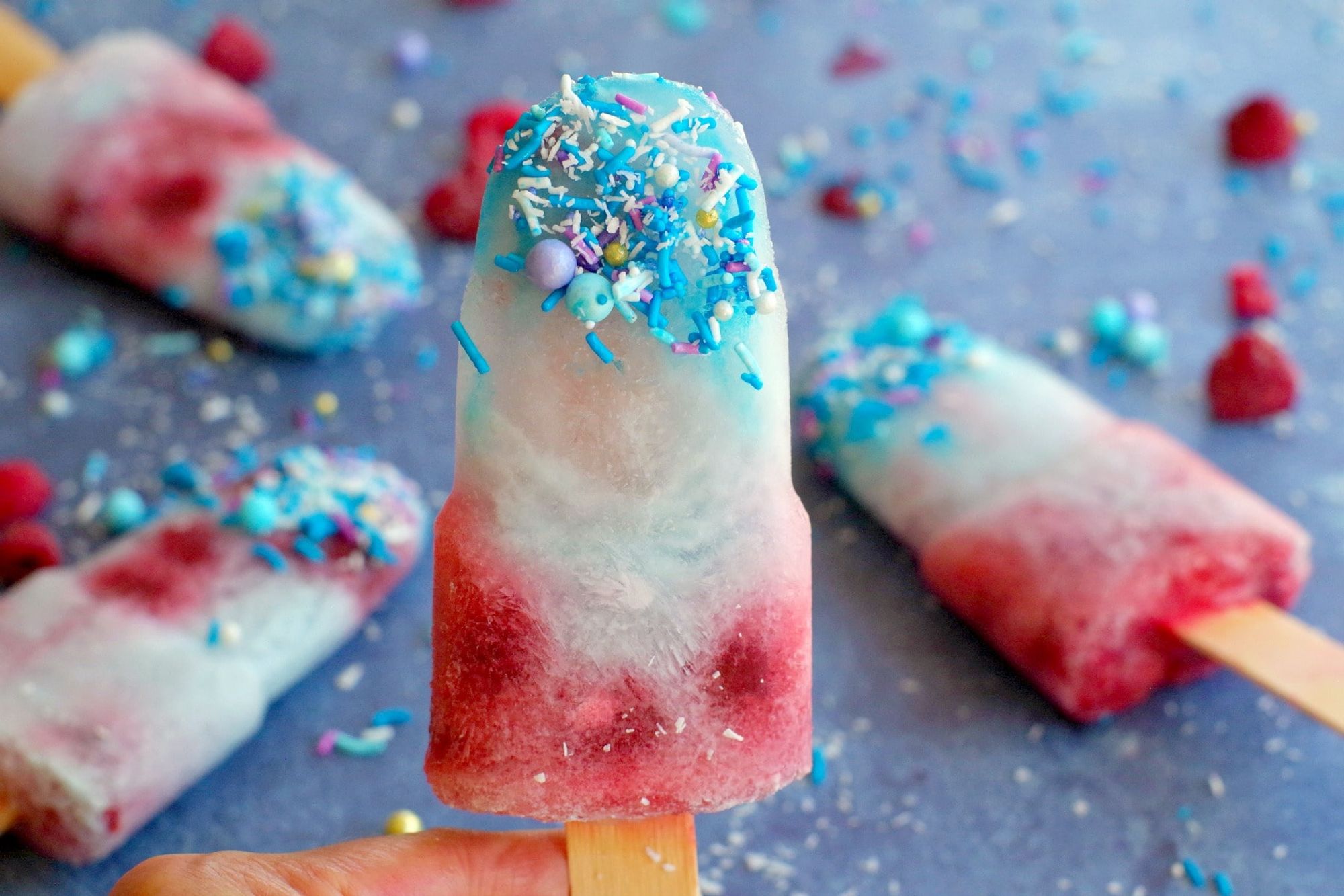 Coconut Blue Raspberry Popsicles - My Recipe Magic