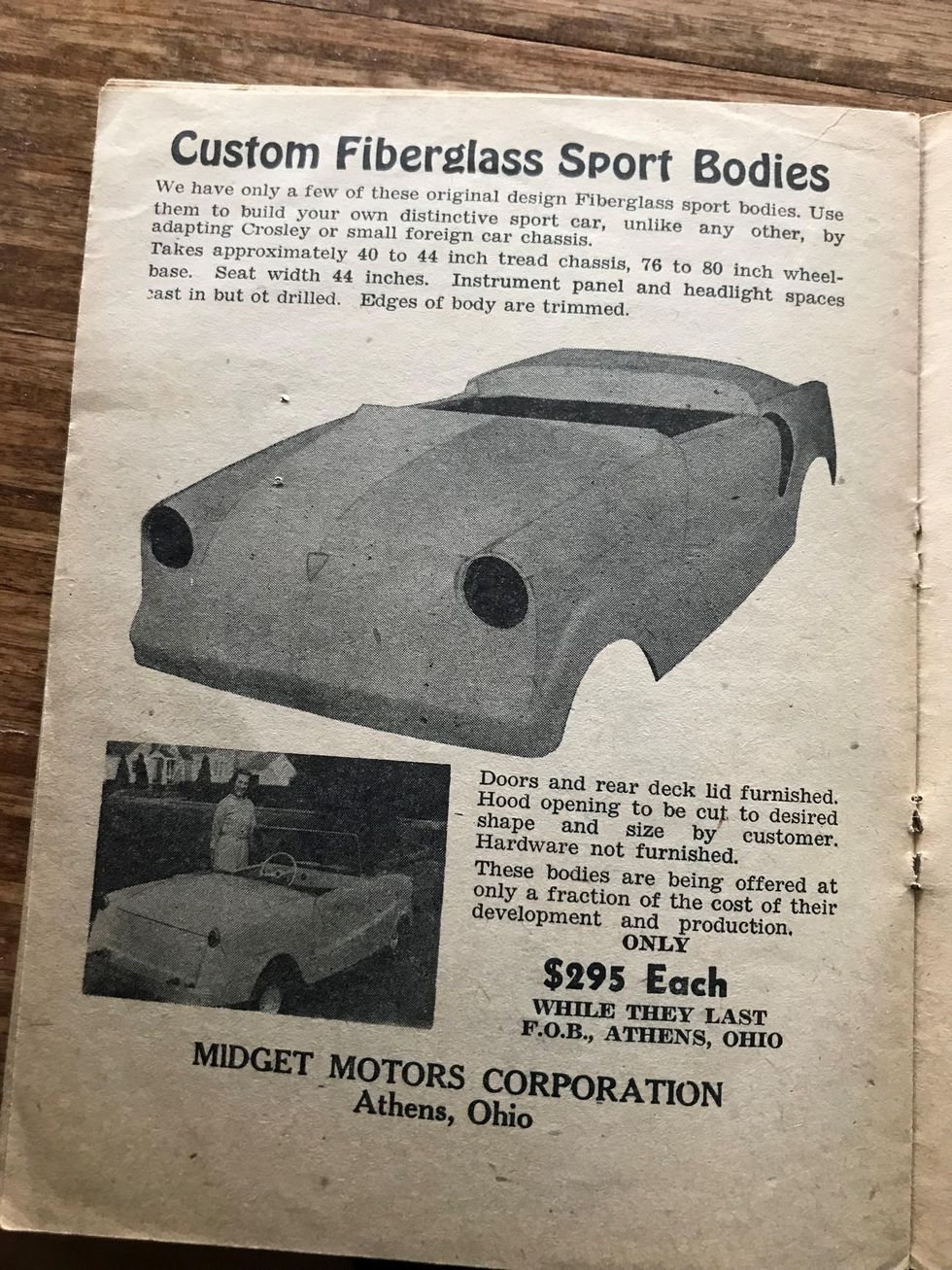 King Midget club begins restoration on a one-off prototype fiberglass ...